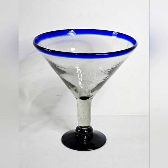 Aztecas Design | Dining | Aztecas Design Mexican Hand Blown Blue Rim ...